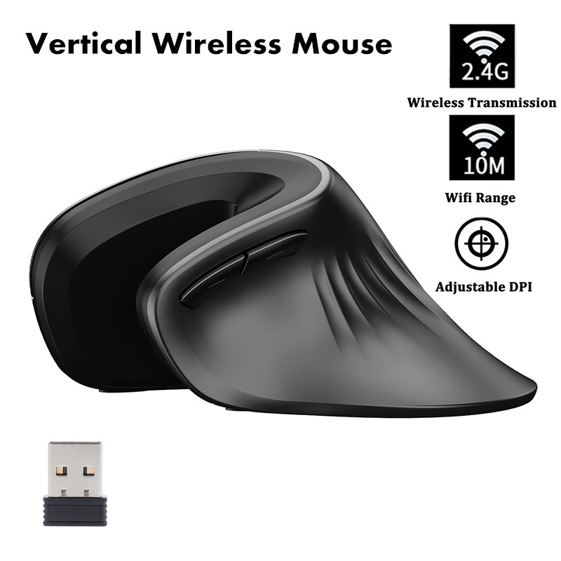 Ergonomic Vertical Wireless Mouse 2.4ghz 6 Button 3200 DPI Rechargeable ...