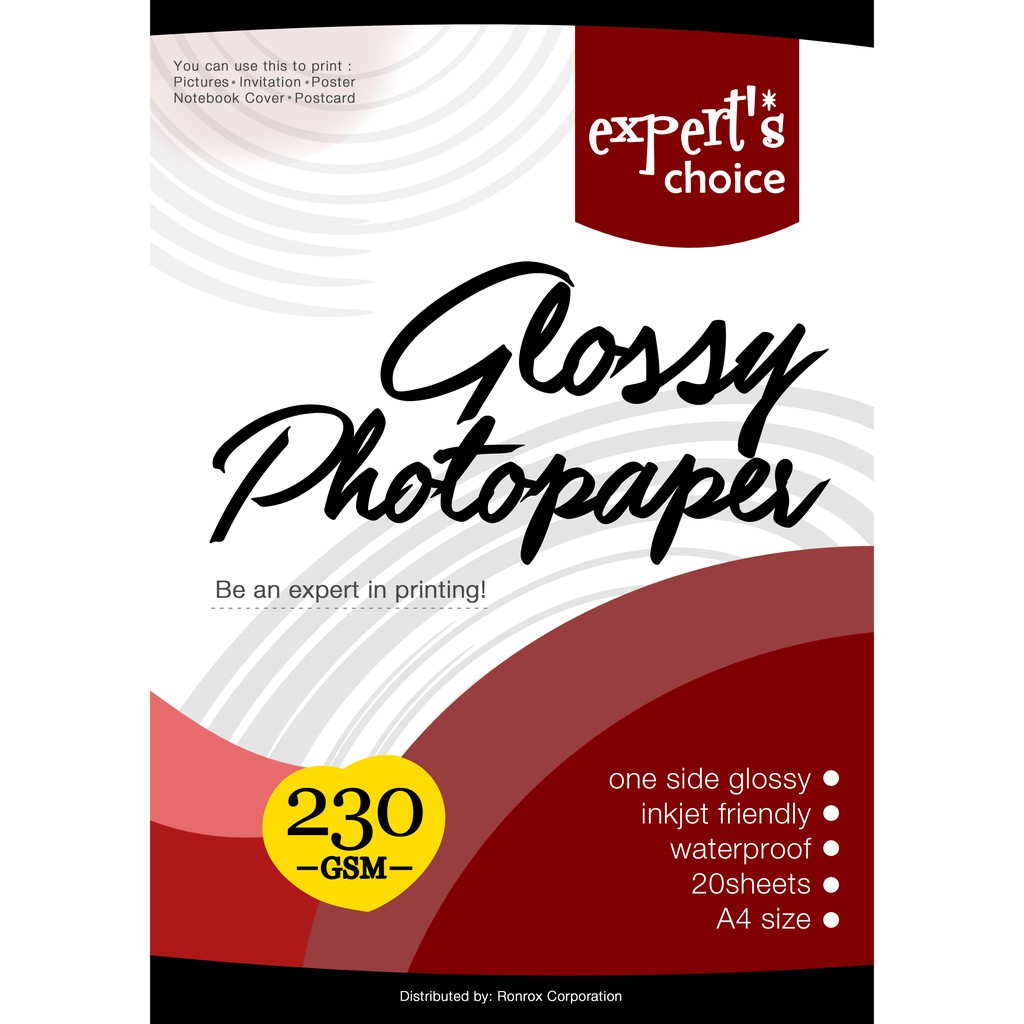 Expert's Choice 230g Glossy Photopaper A4 20 sheets | Shopee Philippines