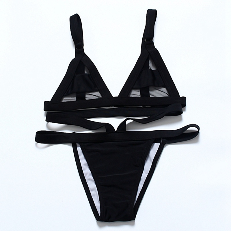 Patchwork Mesh Bikini Banage Swimwear Transparent Hollow Micro Mini ...