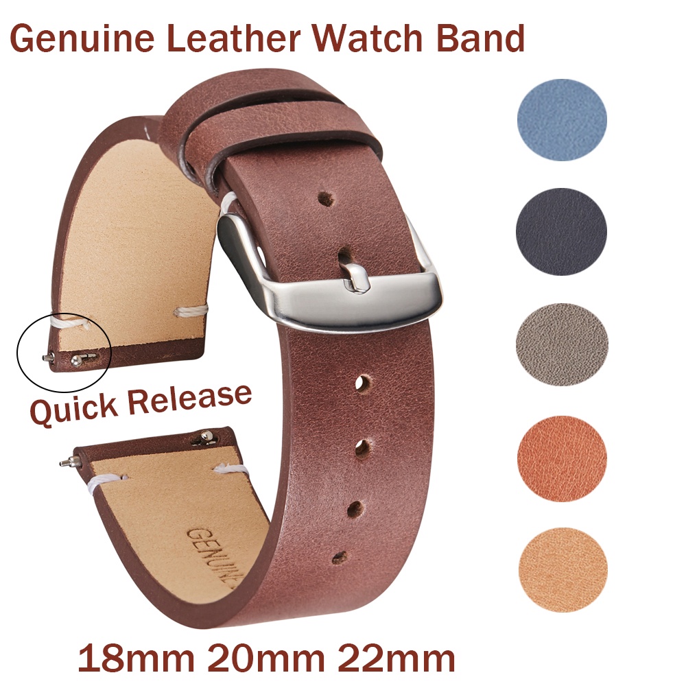 Ultra-thin Soft Genuine Leather Watch Strap Quick Release Watch Band ...