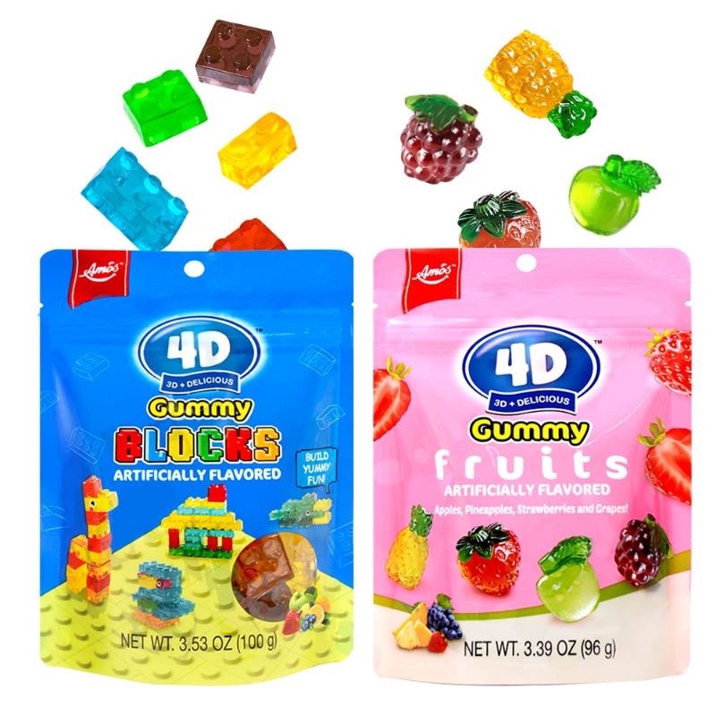 Amos 4D Gummy Candy (72g)- Fruits / Blocks/ Letters | Shopee Philippines