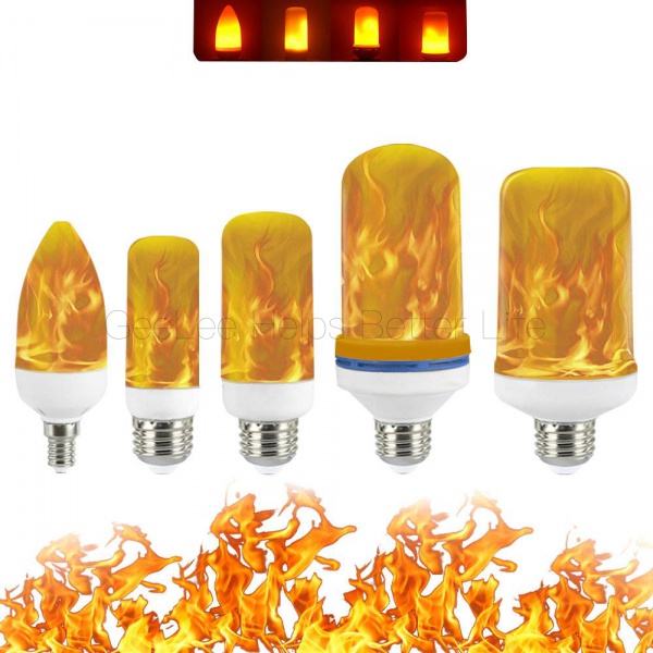 3W 5W 7W 9W E27 E26 E14 E12 Flame Bulb 85-265V LED Flame Effect Fire ...