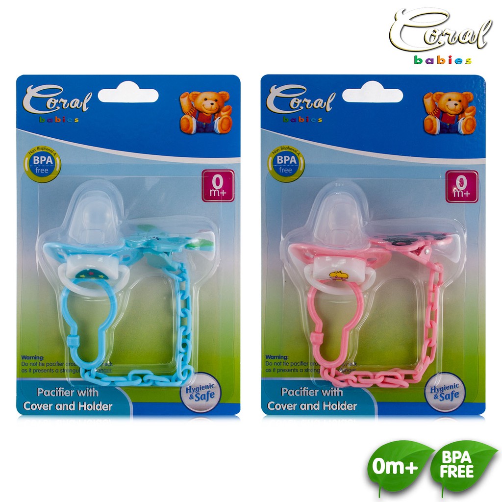 Coral Babies Pacifier with Cover and Holder Baby Pacifier, New born ...