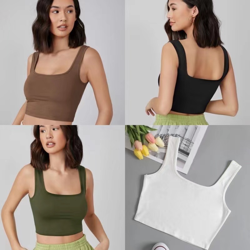 Square Neck Sando Knitted Croptop Plain Basic Crop top Camisole ...