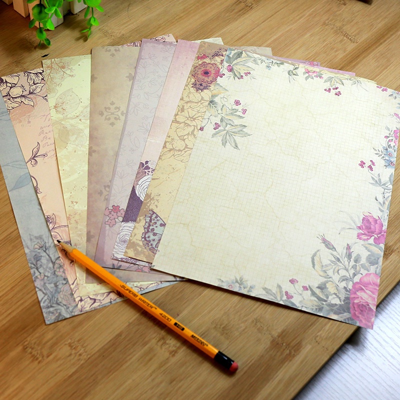 10Pcs Vintage Stationery Floral Writting Paper Matching Sets For ...