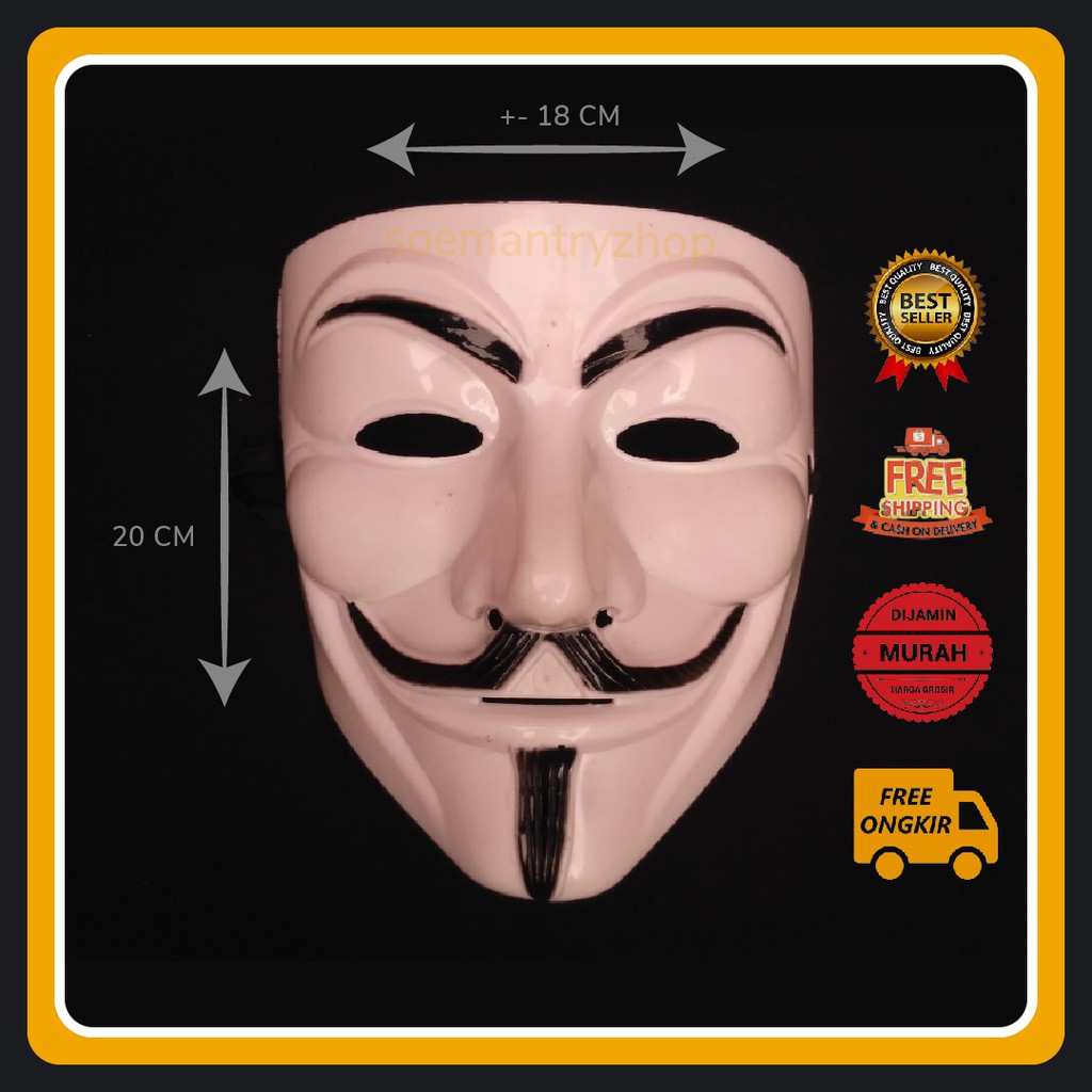 PUTIH Anonymous mask plain white cheek reog ff free fair gedruk bujang ...