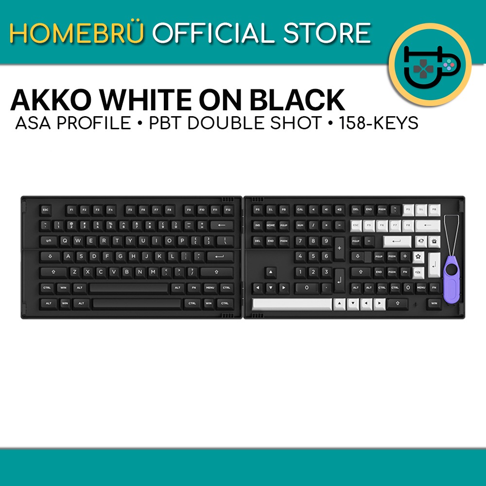 Akko White on Black (WOB) Mechanical Keyboard Keycap Set 158 keys ...