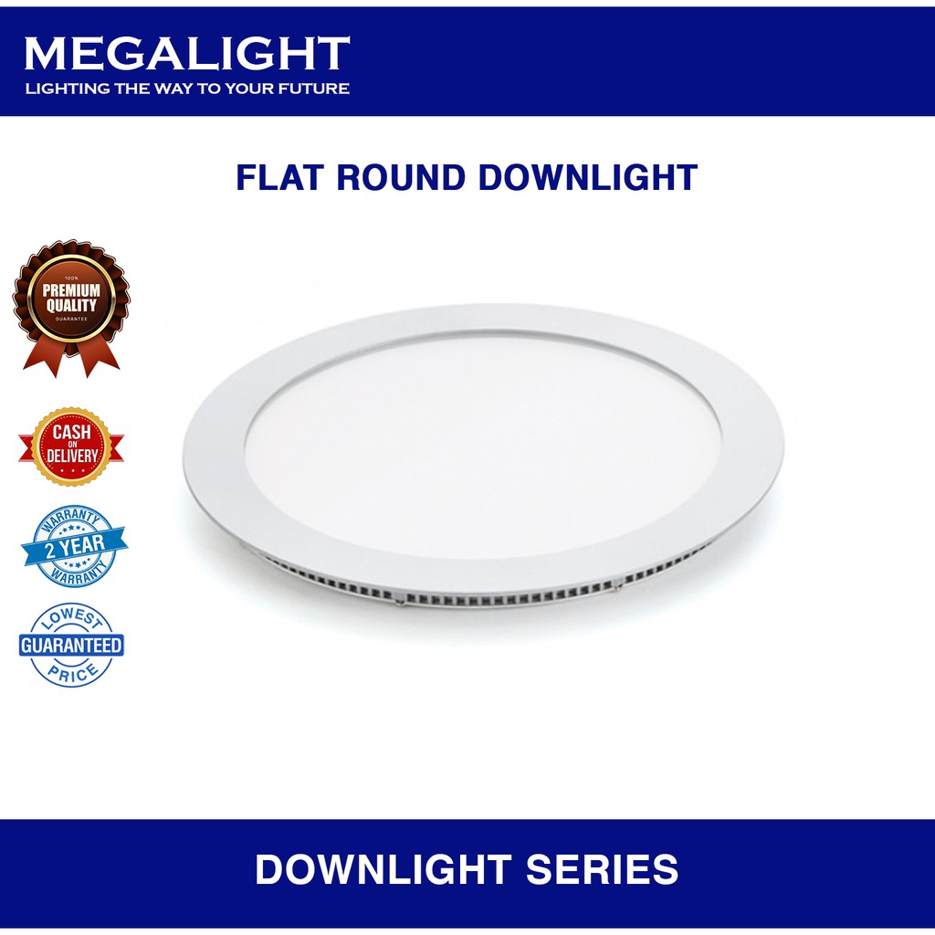 9W 12W 18W Megalight LED Downlight Round Recessed Ceiling Flat Daylight ...