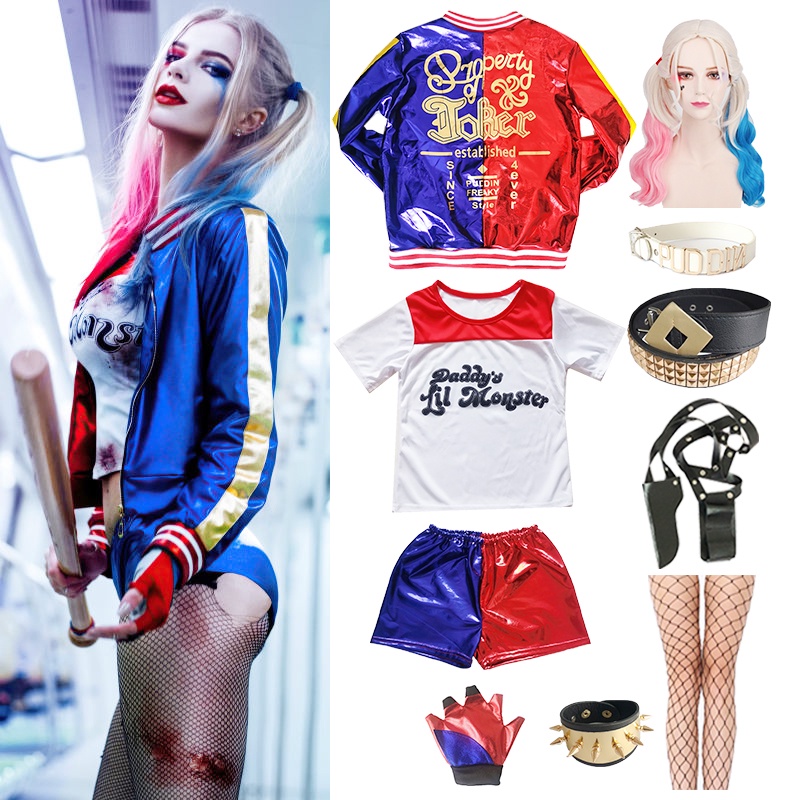 Adult Harley Quinn Costume Cosplay Suicide Squad Women Halloween Fancy ...