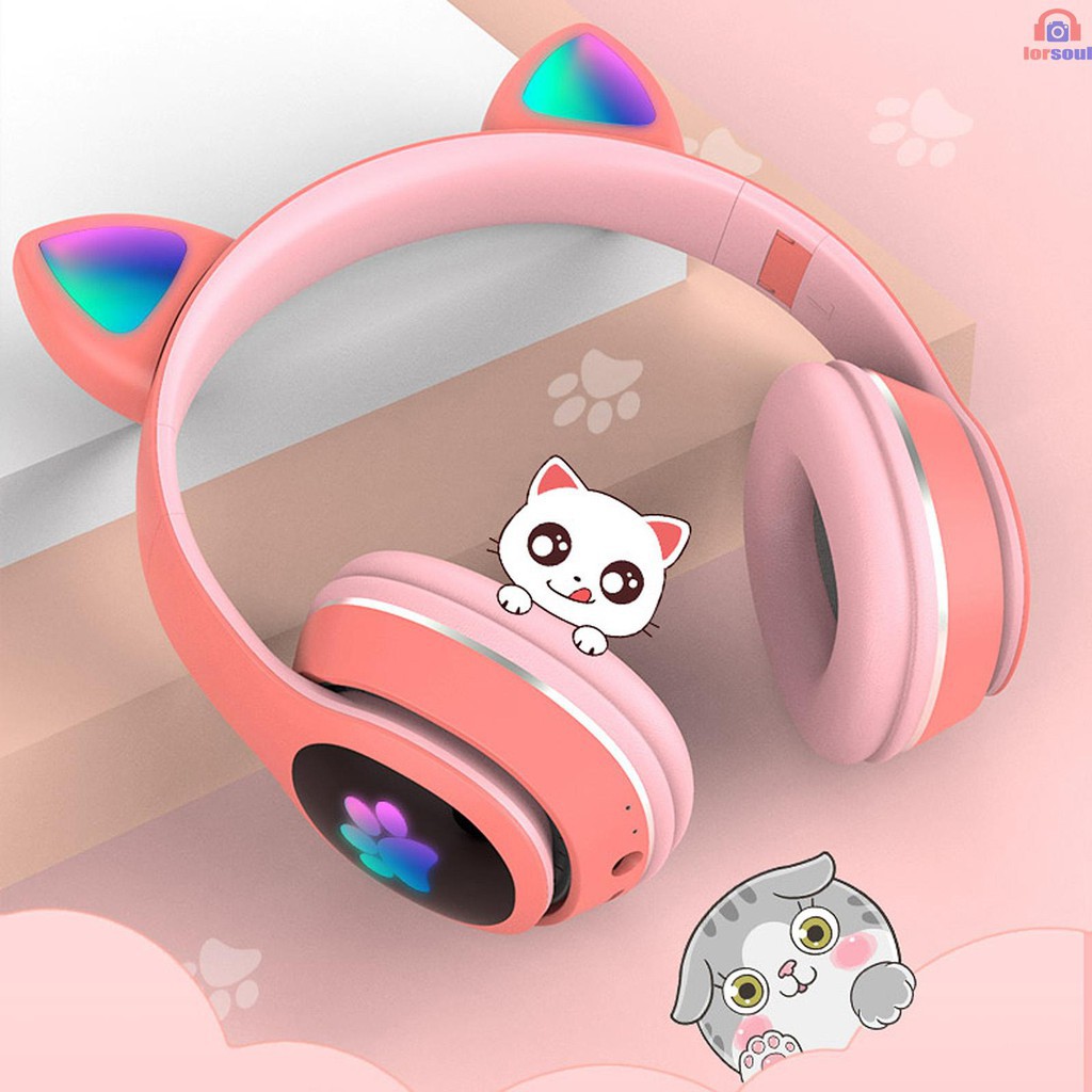 100% Original Lucky Earphone P47 Cat Ear Headphone Bluetooth LED ...