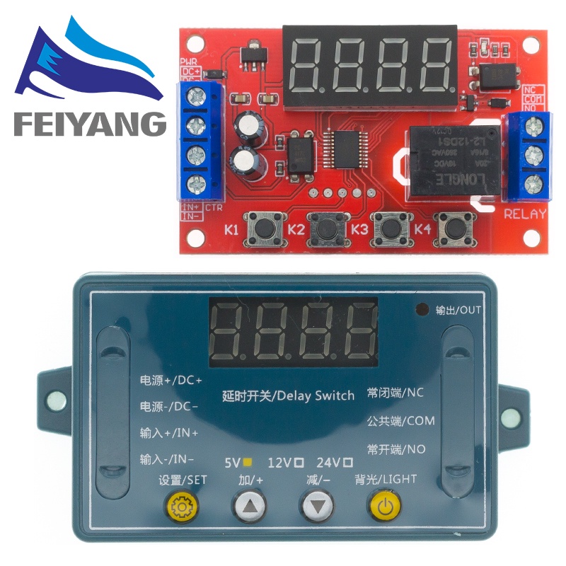 DC 5V 12V 24V 10A Adjustable Time Delay Relay Module LED Digital ...