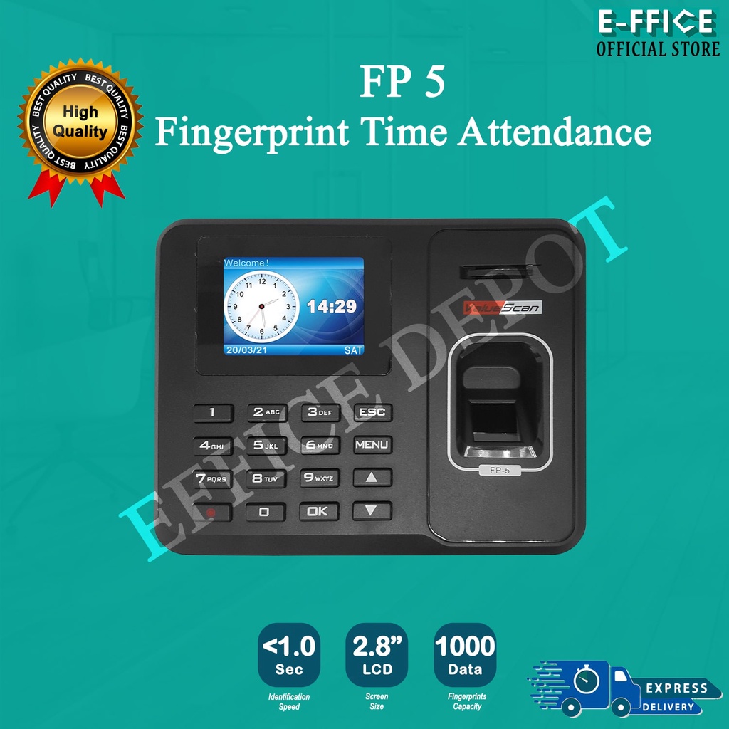Effice Depot - FP5 Fingerprint Time Attendance / Time Recorder System ...