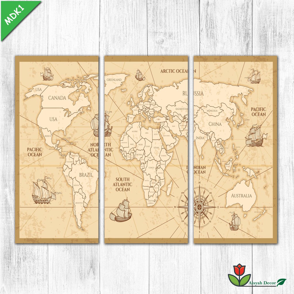 HIASAN DINDING Wall Decoration 60X40cm World Map World Map Jumbo ...