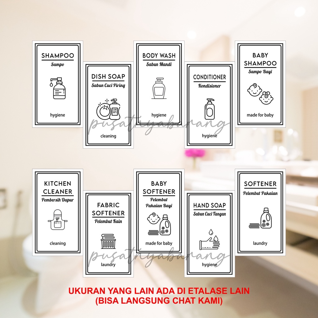 Waterproof SOAP BOTTLE LABEL STICKER - LAUNDRY STICKER WITH PICTURES ...