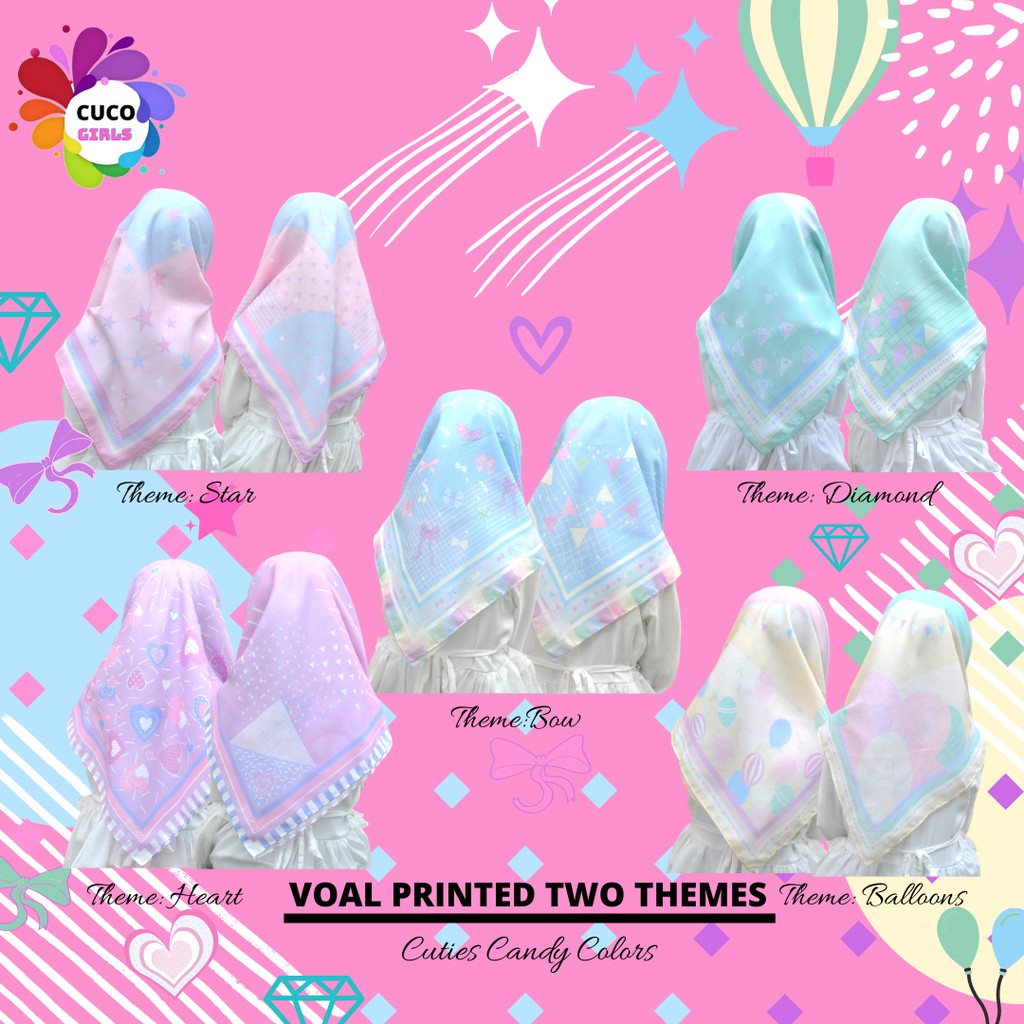 Hijab Kids Voal Print Two Themes Candy Color | Shopee Philippines