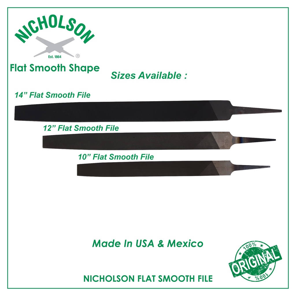 Nicholson Flat Smooth Bastard Taper Chainsaw File Flat Shape Kikil 10 ...