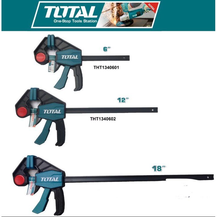 TOTAL tools quick bar clamps 6" THT1340601/ 12" THT1340602/18 ...