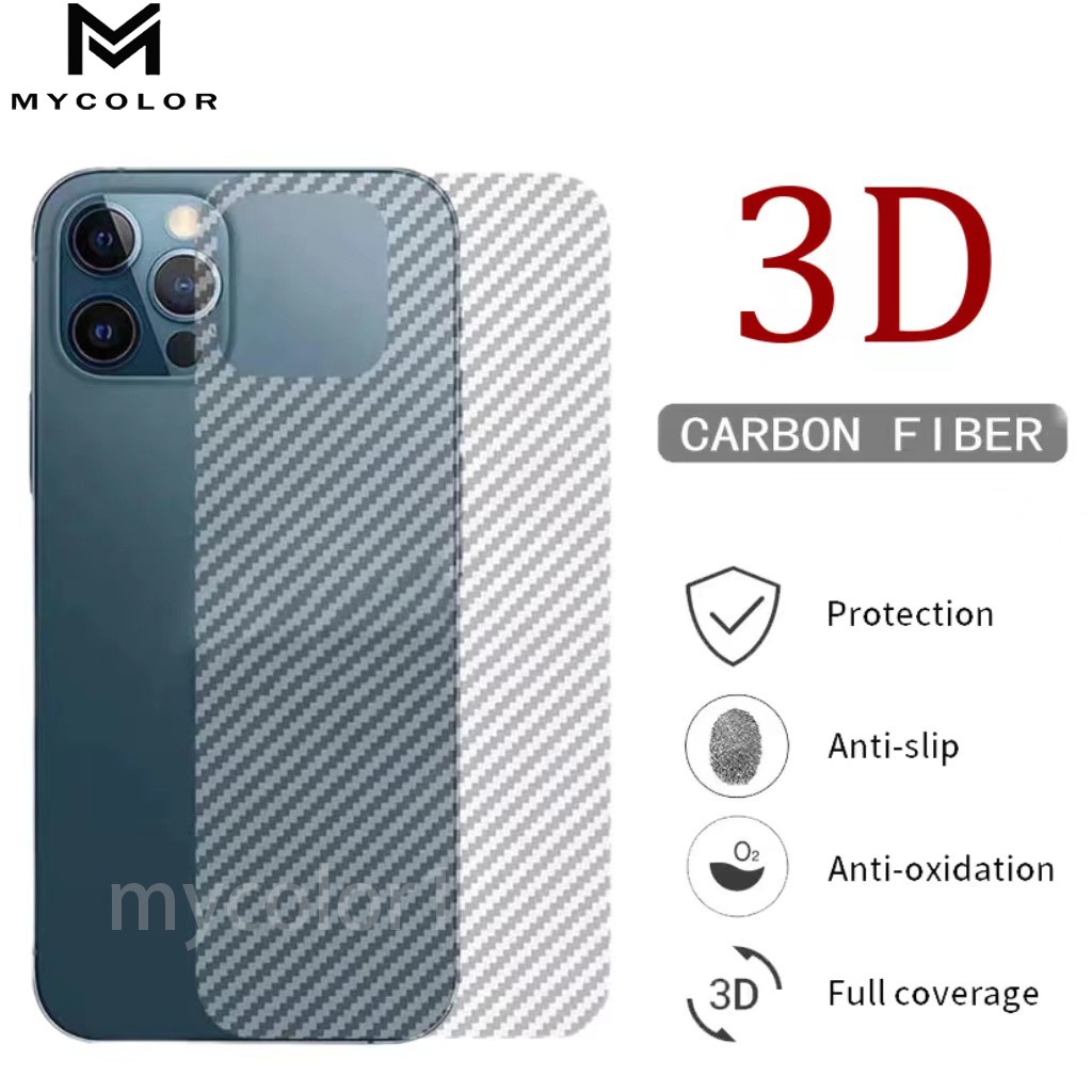 Carbon Fiber Phone Back Stickers For iPhone ip 16 15 14 Plus 13 Pro Max ...