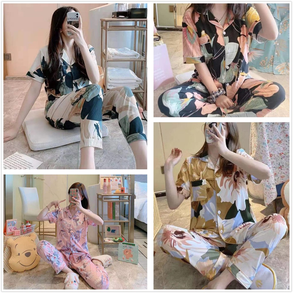 #NJOY Korean Cute Cotton Printed Pajama Set Sleepwear Terno For Women ...