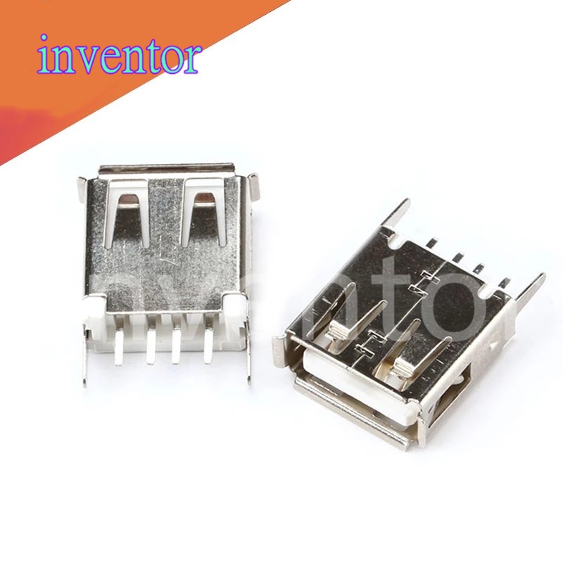 10Pcs USB Type A Female Vertical Socket Connector 180 Degrees 4 Pin ...