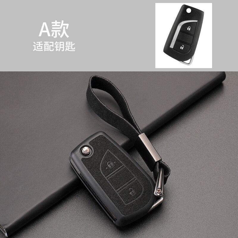 Suede Leather TPU Car Flip Key Fob Cover Case for Toyota Vios Yaris ...