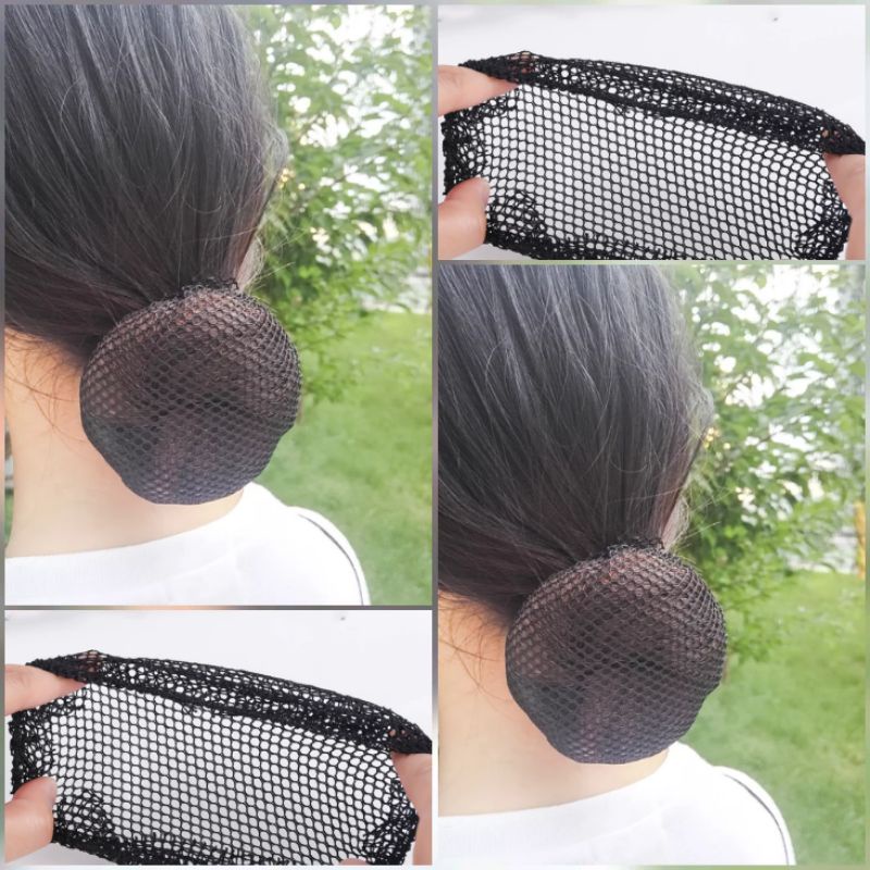 (H#1) Plain Small BLACK HAIR NET BUN FOR Woman HAIRNET TIE STYLE HAIR ...
