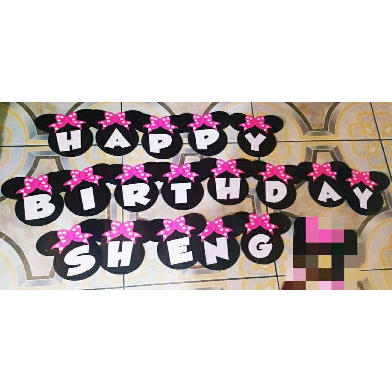 Party Banner Minnie Mouse Head Cutout Theme Theme | Shopee Philippines