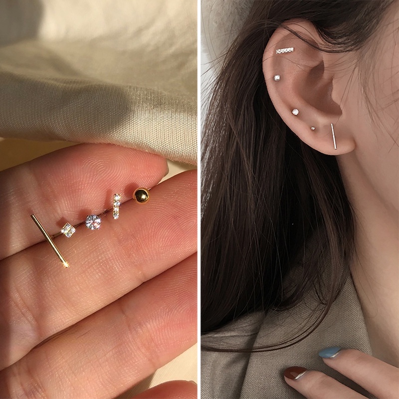 New Piercing Earrings Set Stud Earrings for Women Small Gold Set Ear ...