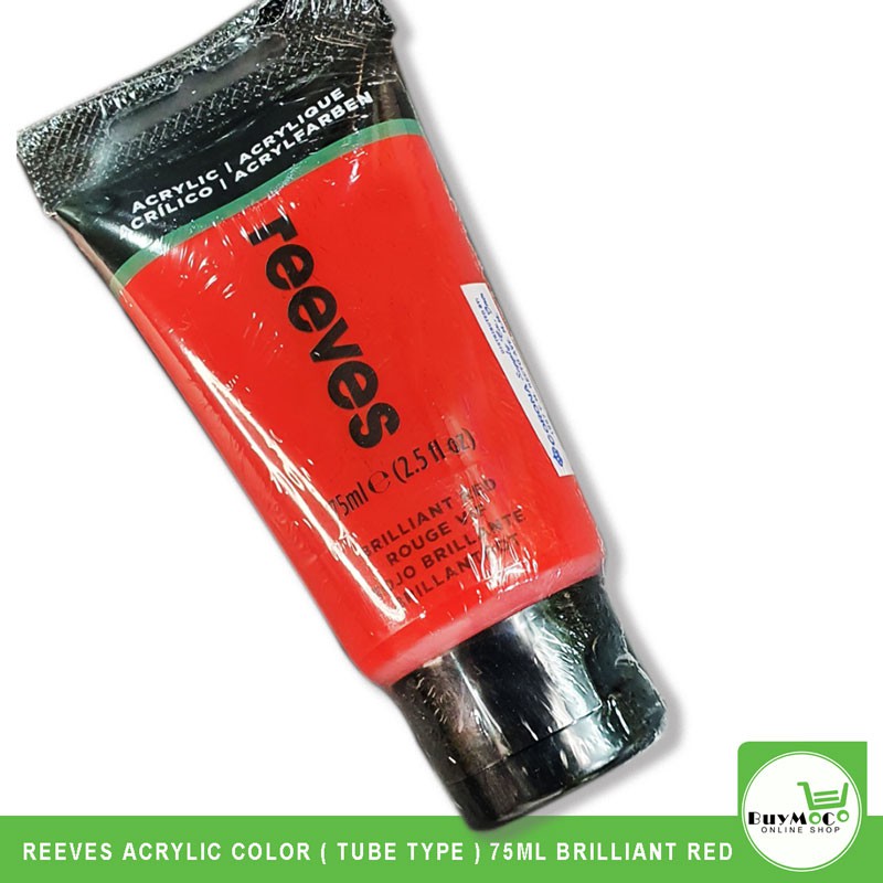 REEVES ACRYLIC COLOR ( TUBE TYPE ) 75ML - BRILLIANT RED | Shopee ...