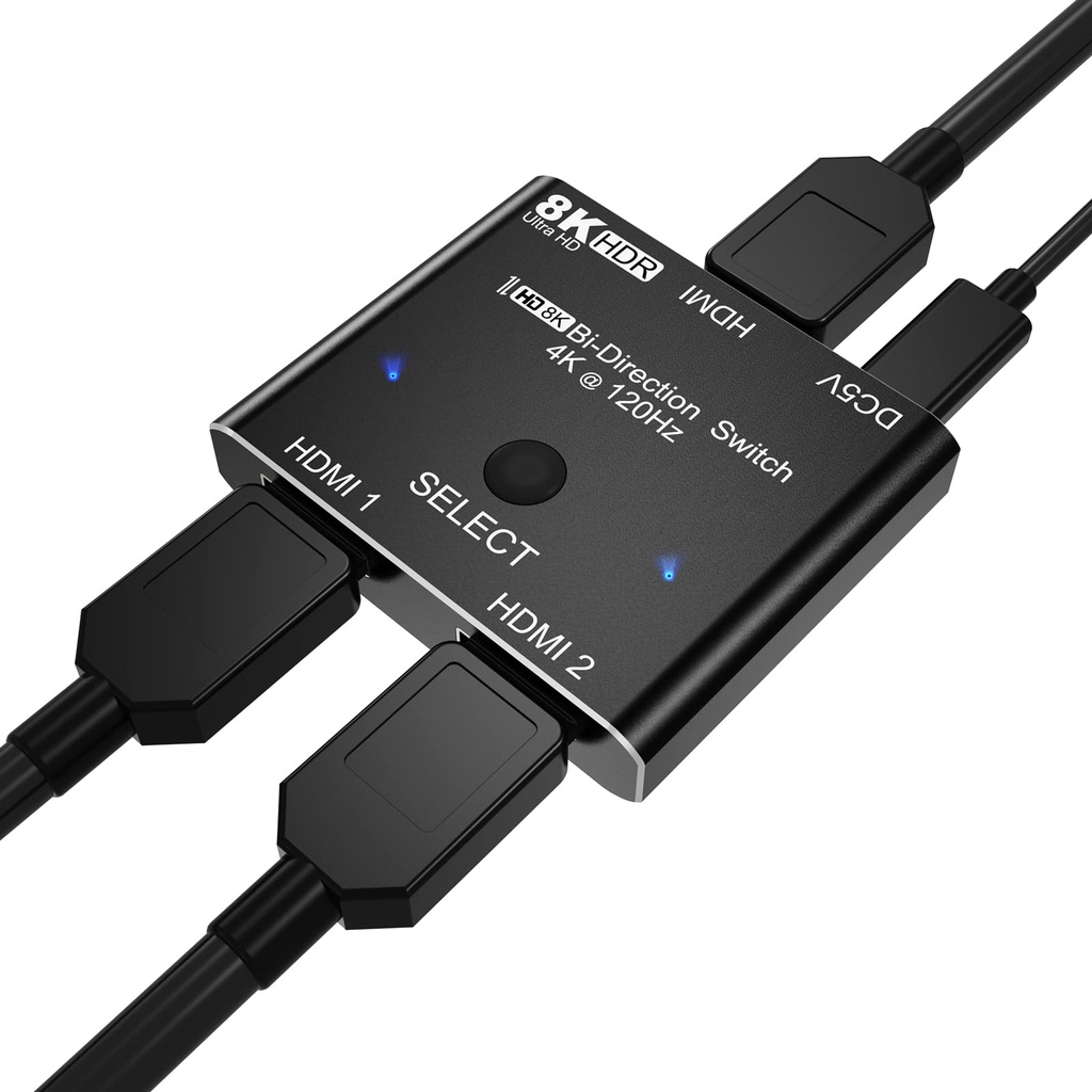 HDMI 2.1 Switch 8K Bi-Directional HDMI Switcher 2 in 1 Out HDMI Splitter 1 in 2 Out Supports 4K ...