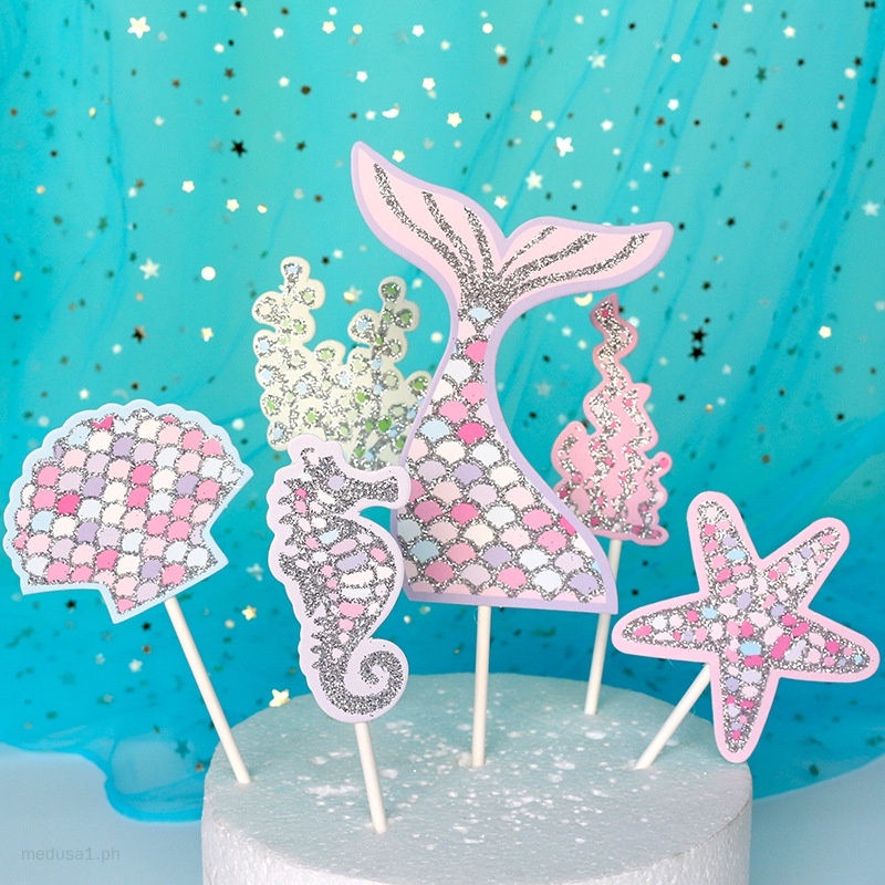 Mermaid Theme Cake Topper Happy Birthday Cake Topper Party Decorations ...