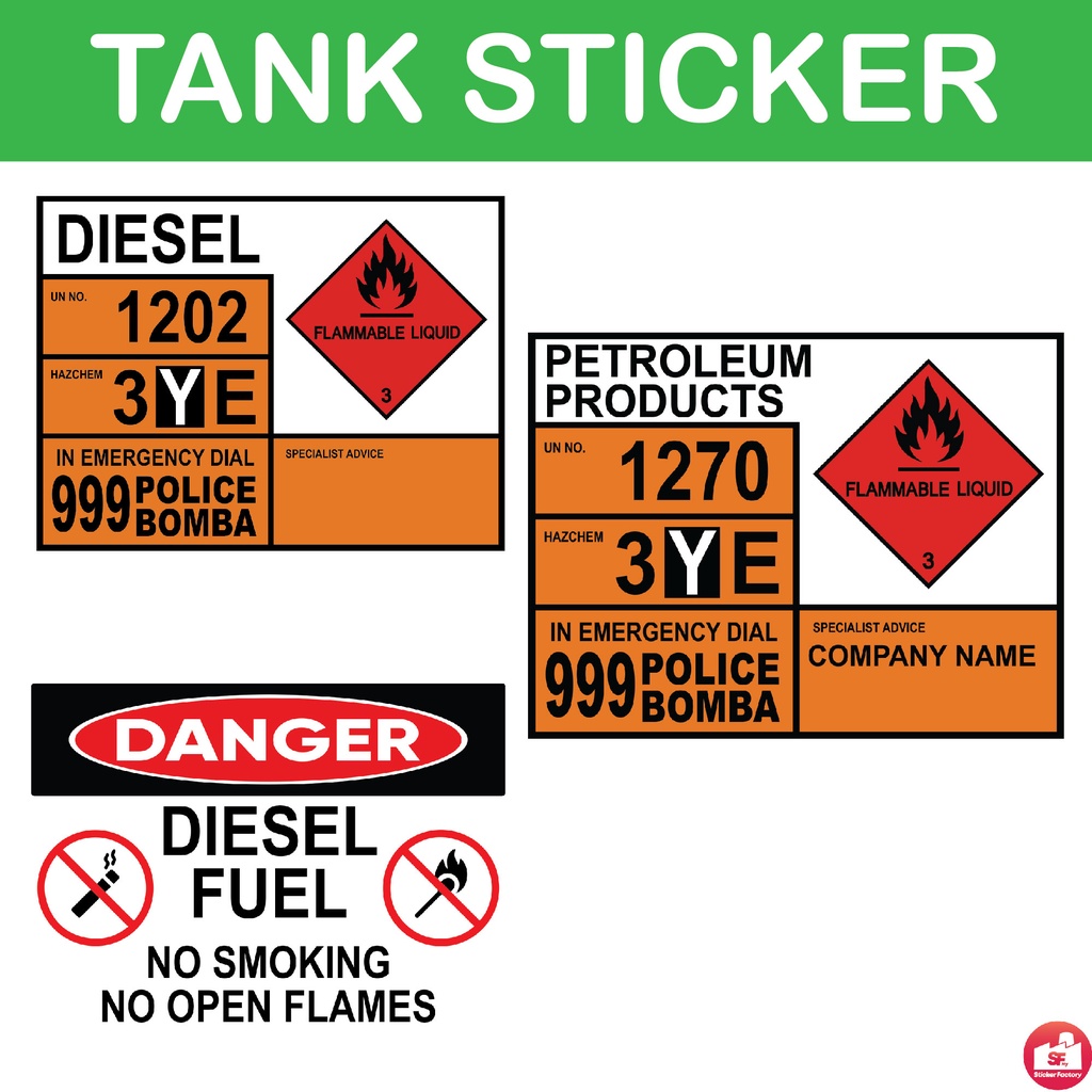 Tanker Sticker Highly Flammable Petroleum Diesel / Skid Sticker / Fuel ...