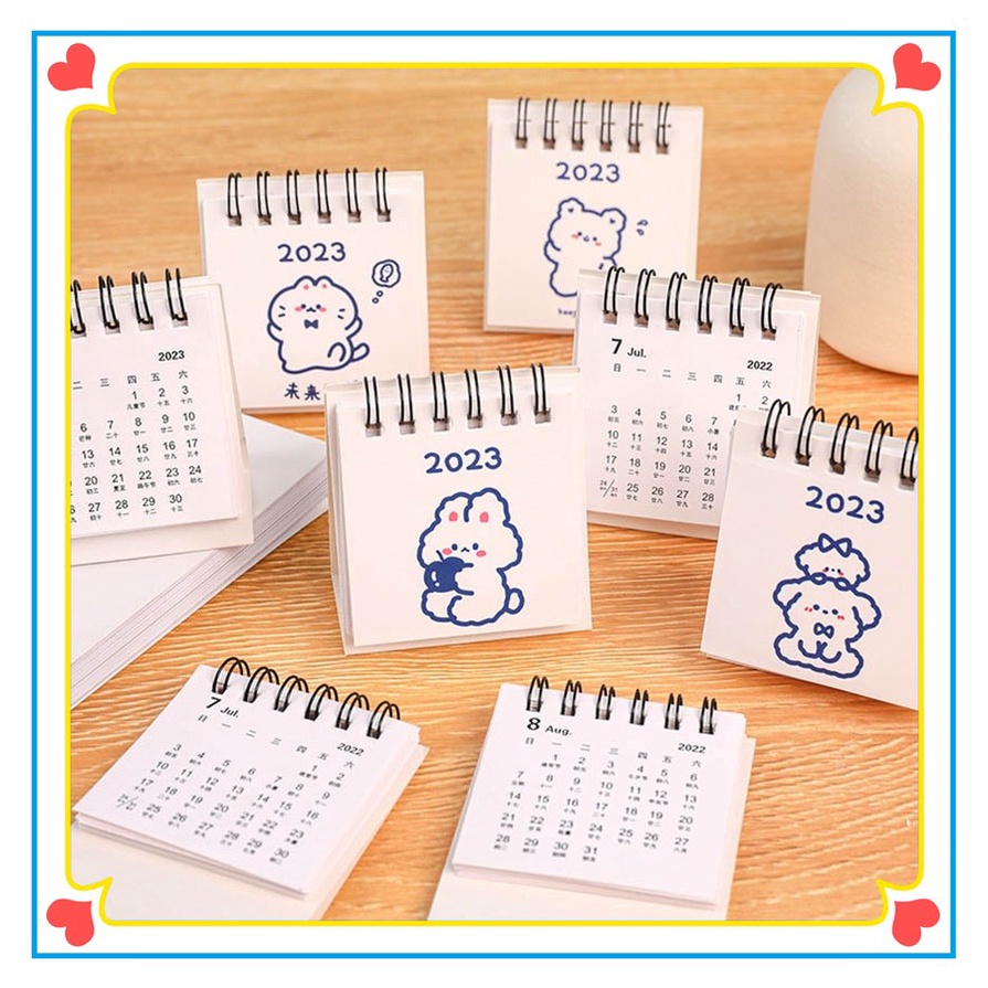 1PC 2023 Cute Mini Desk Calendar Pocket Event Reminder Memo Table ...
