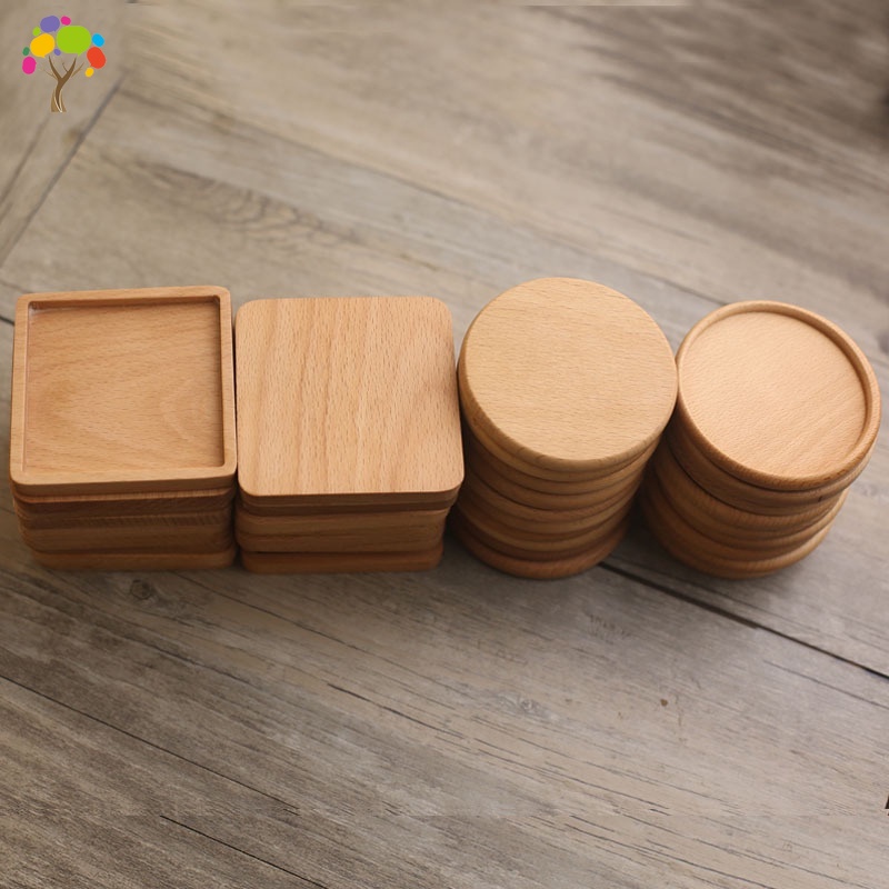 Beech coaster creative home dining pad tea cup holder round square ...