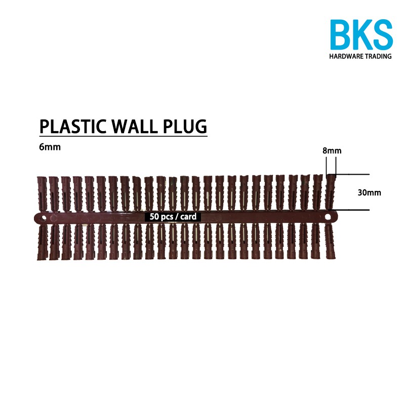 M6 Plastic Wall Plug Anchor Expansion Bolt Pipe Column Concrete Frame ...