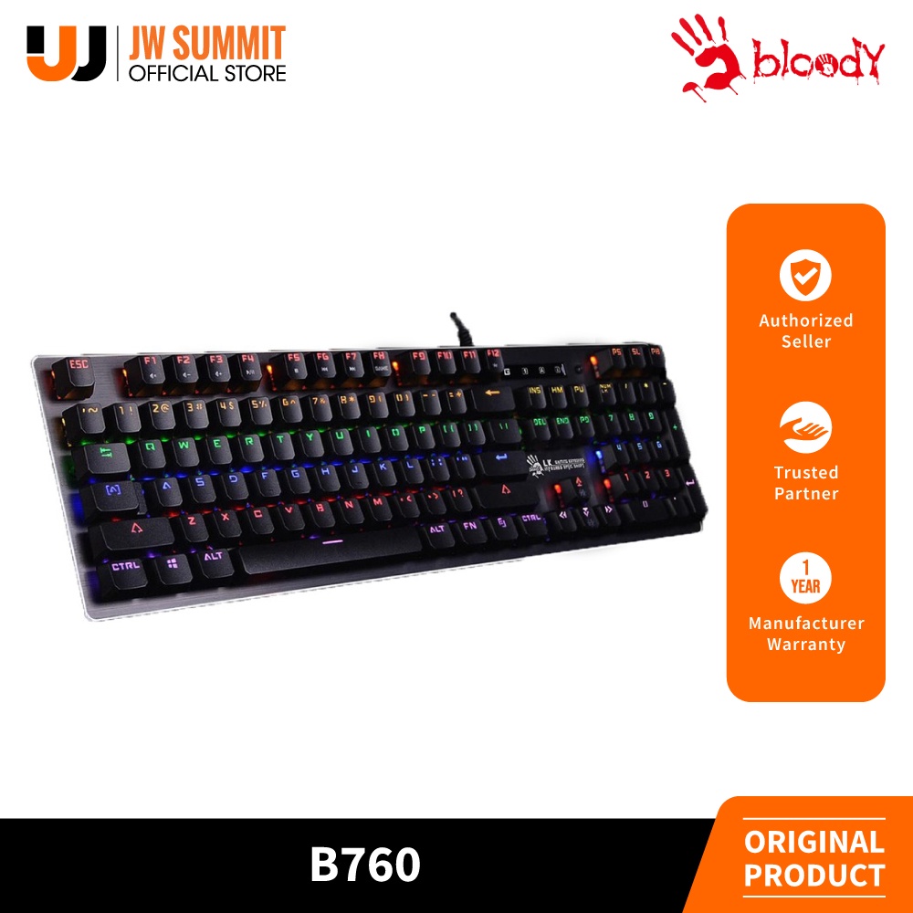 A4Tech Bloody B760 Full Light Strike ABS Keycaps Gaming Keyboard (Green ...