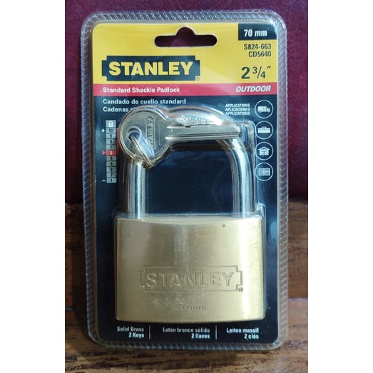 Stanley Solid Brass Padlock 70mm 2-3/4” S824-663 CD5640 | Shopee ...