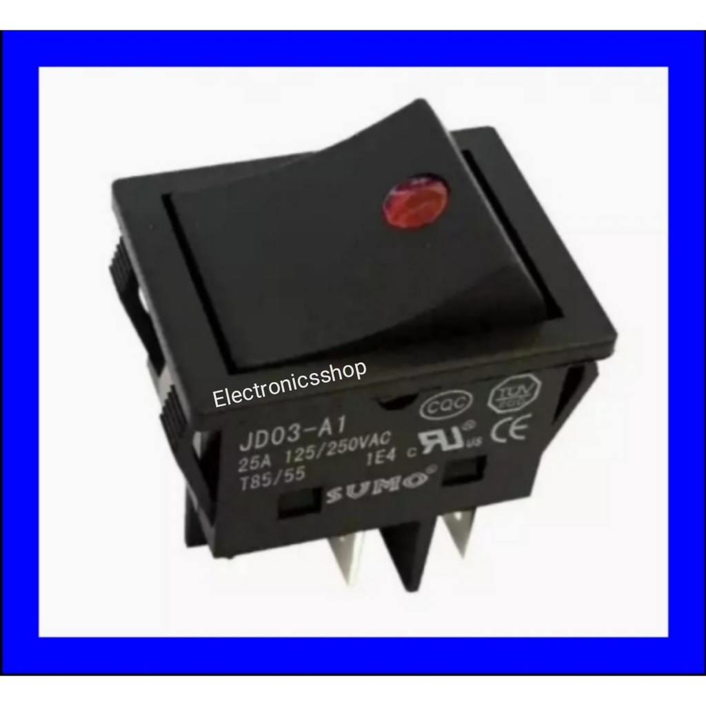 Original Sumo Switch 25A/250V On-Off With Led Light 0 Points Red 4 Legs ...