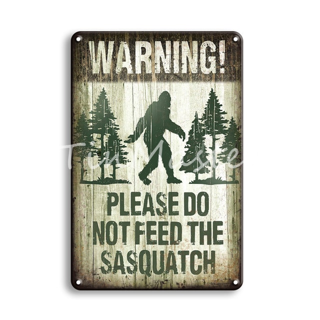 WARNING SASQUATCH Metal Wall Art Tin Sign Vintage Welcome RULES Poster ...