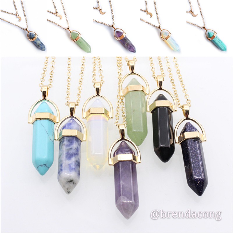[Ready Stock] Natural Quartz Crystal Pendant Stone Point Chakra Healing ...