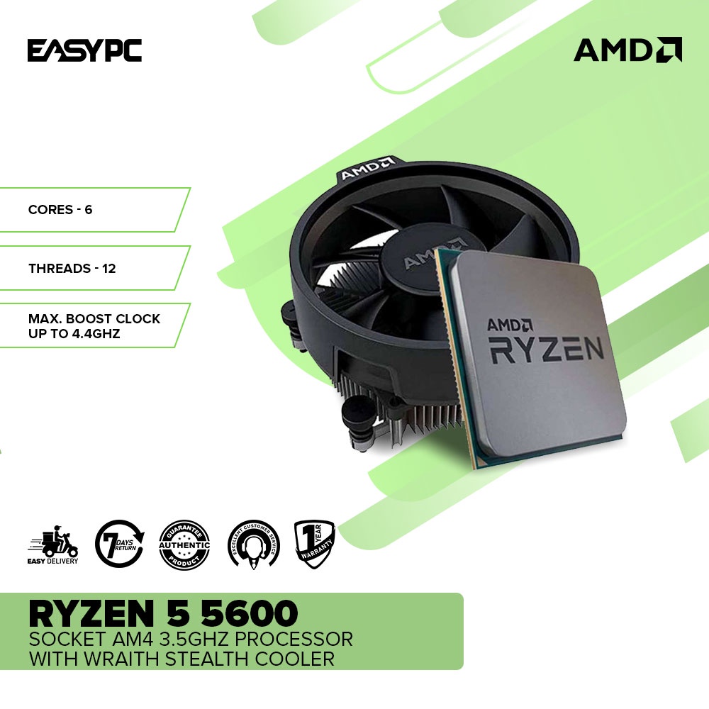 EasyPC | AMD Ryzen 5 5600 Socket Am4 3.5GHz Processor with Wraith ...