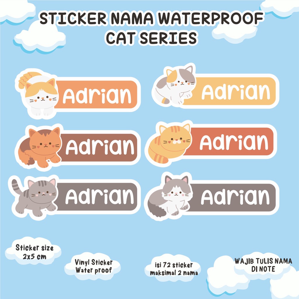 Waterproof CAT THEME NAME STICKER | Shopee Philippines