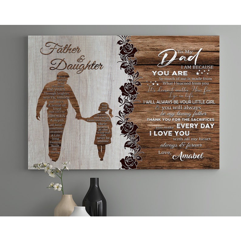 Custom Father And Daughter Poster Personalized To My Dad Canvas Father ...