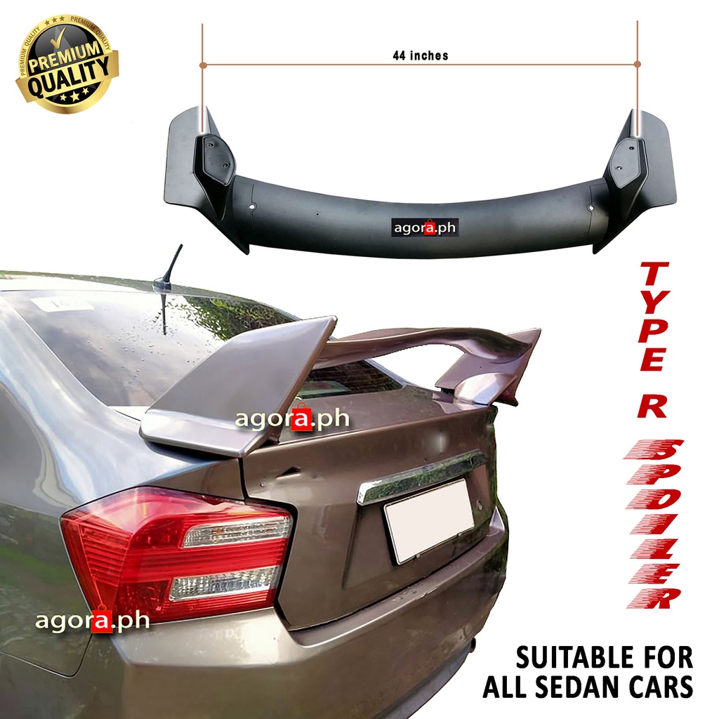 AP Type R Spoiler Matte Black for All Sedan Cars Honda city, Accent ...