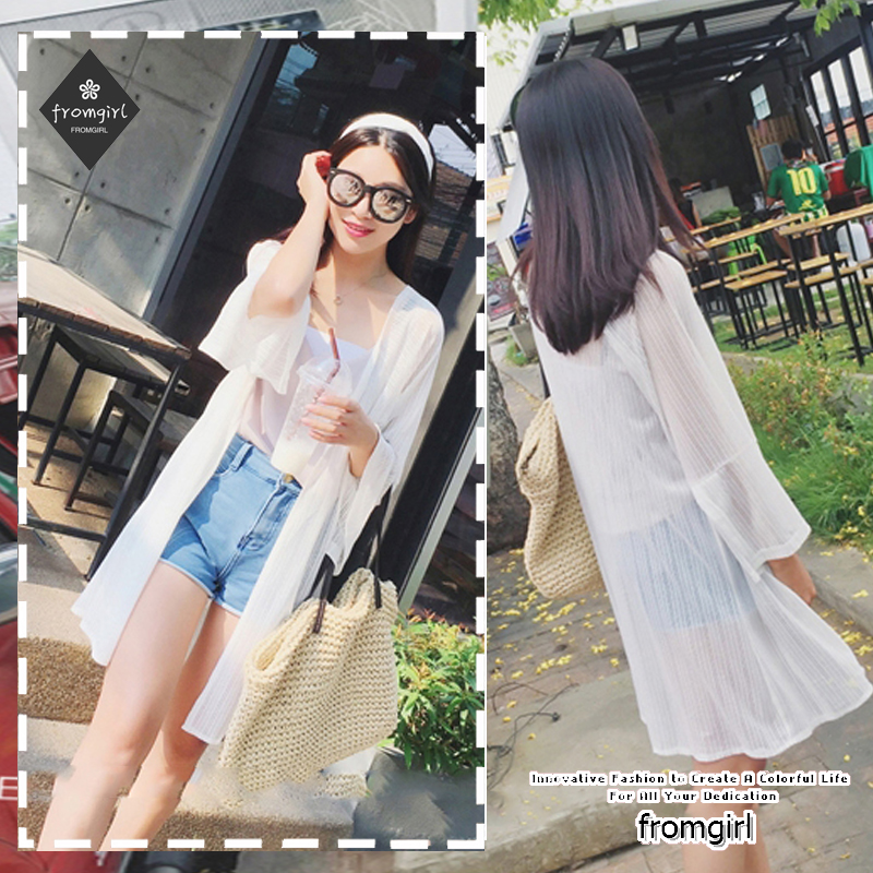 White long sleeve shirt! ! Summer sun protection clothing ultra-thin ...