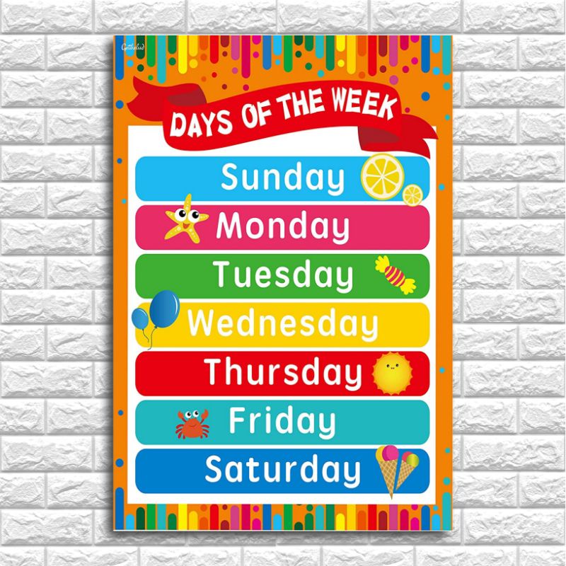 Laminated Days of the Week Chart | A4 Size | Laminated Educational Wall ...