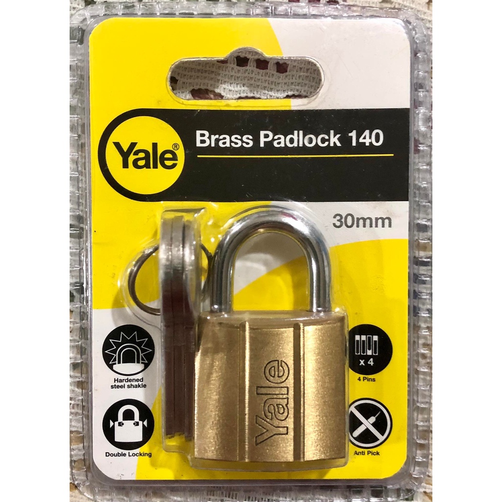 Yale Brass Padlock V140 (available in 20mm, 25mm, 30mm, 40mm, 50mm, 60mm and 70mm) | Shopee ...