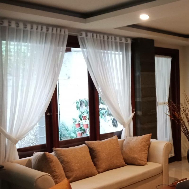 Vitrase plain smokring imported voil material for minimalist windows ...