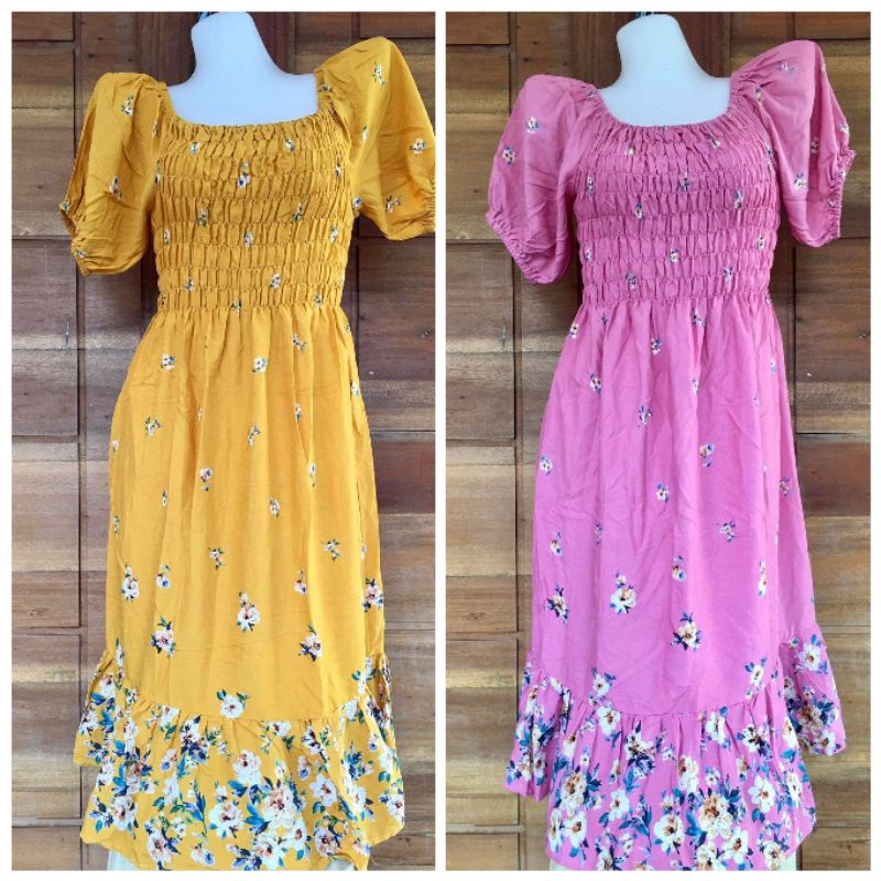 Challis Dress / Smocked puff Dress / ruffled at the buttom upto XL ...