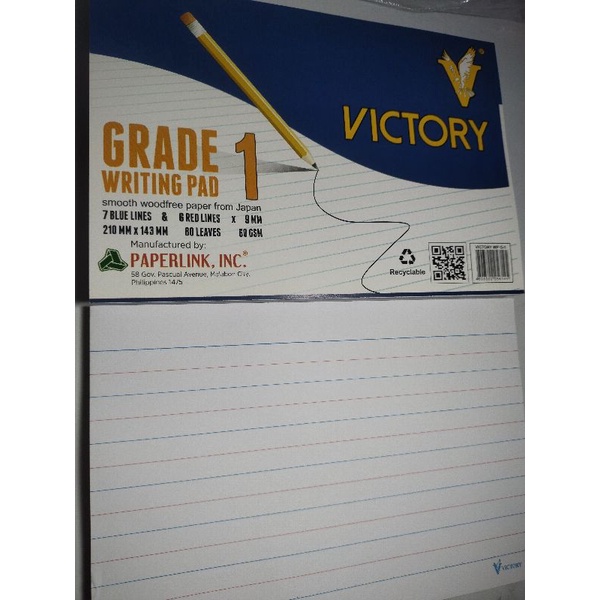 VICTORY Writing Pad 80leaves for grade 1 / 2 / 3 / 4(HIGH QUALITY paper ...
